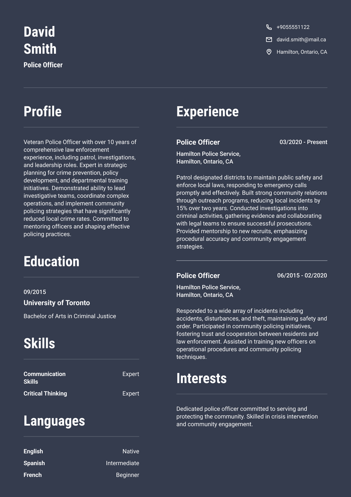Police Officer Resume Template & Examples | Free Download